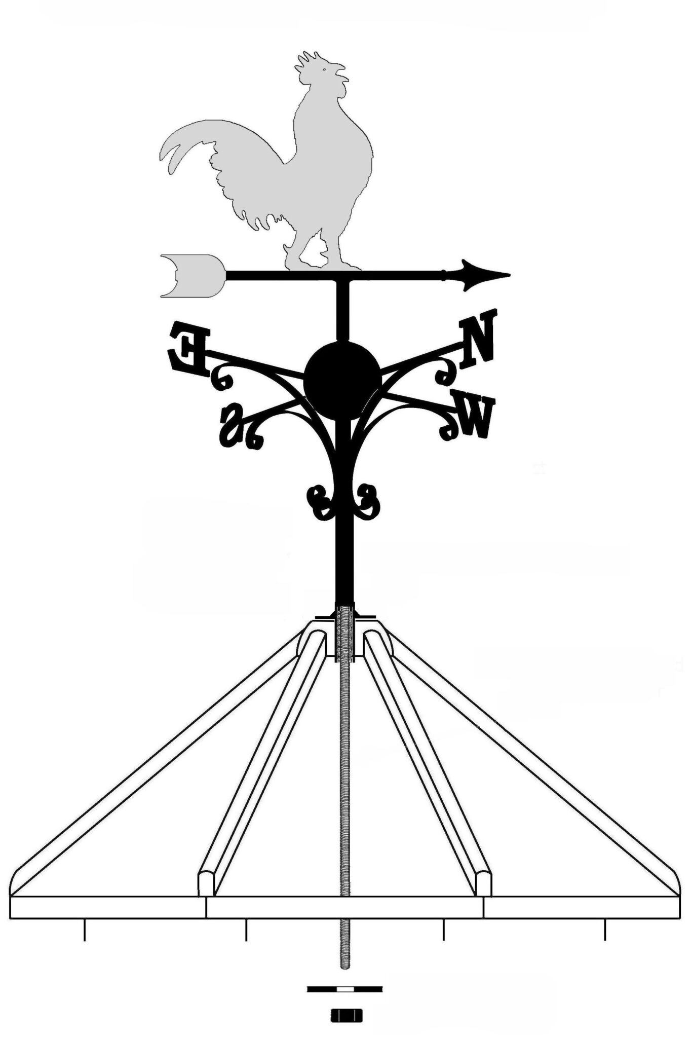 Old English Cockerel Weathervane - Black Forge Art