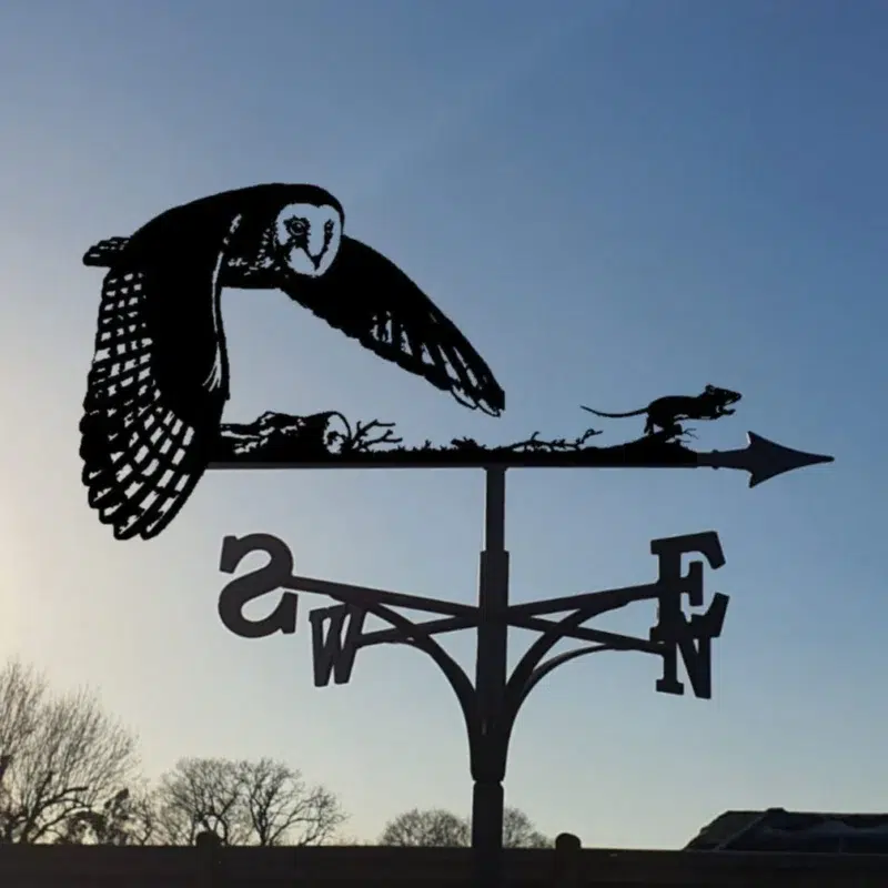 Flying Owl and Mouse Weathervane - Black Forge Art