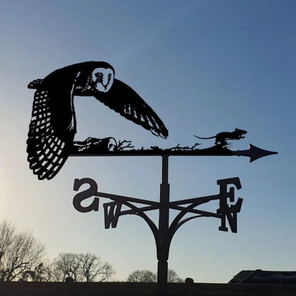 Flying Owl and Mouse Weathervane - Black Forge Art